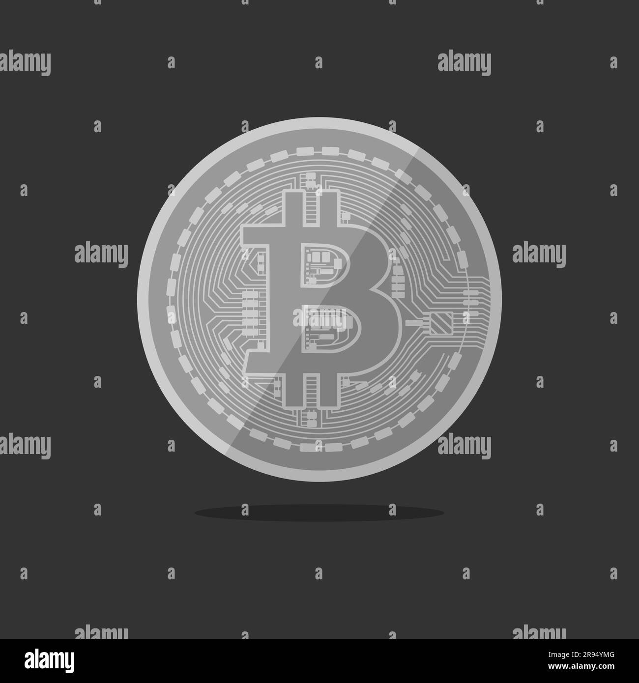 Silver bitcoin coin isolated on dark gray background. Crypto currency ...