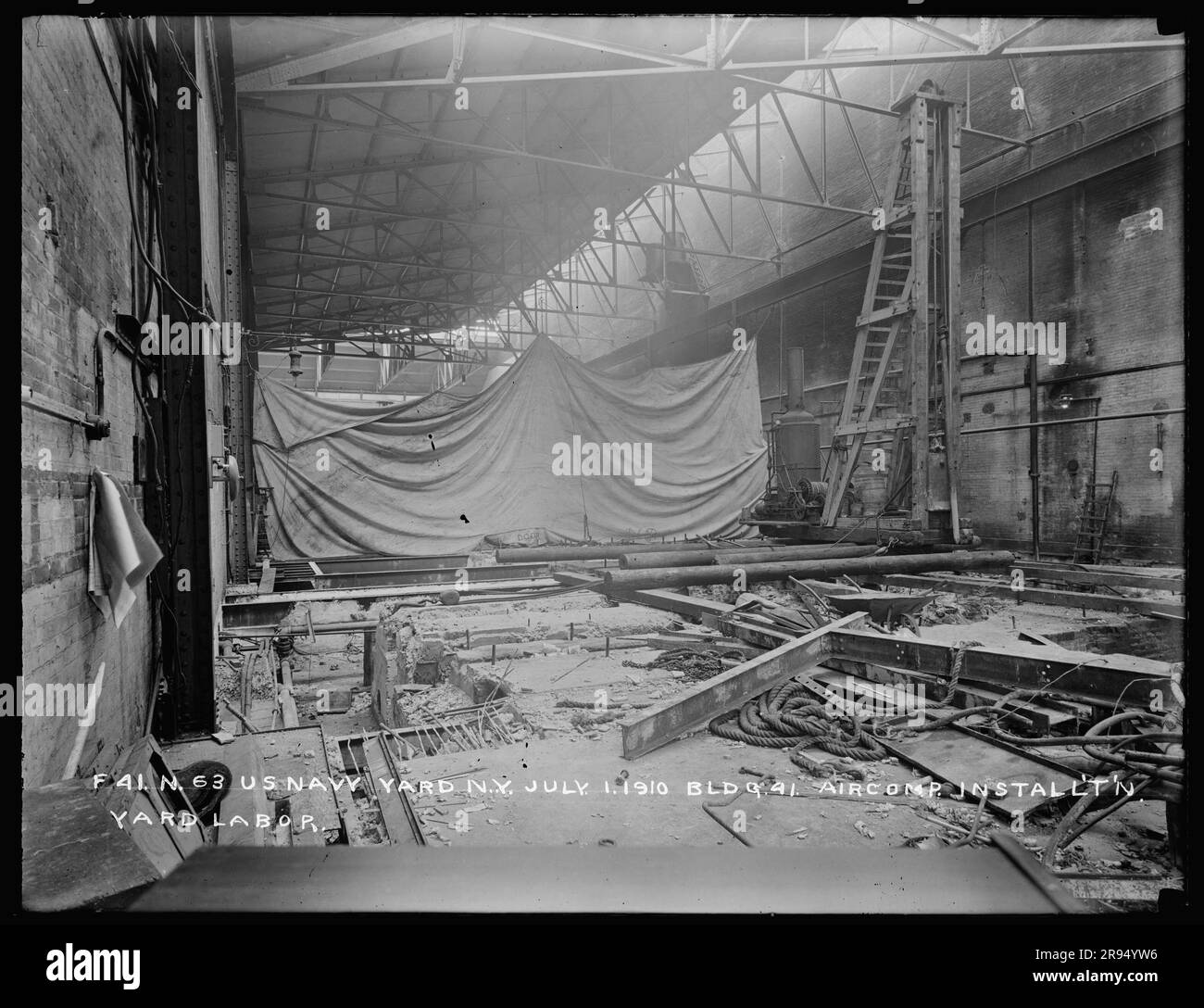 Building 41, Air Compressor Installation, Yard Labor. Glass Plate ...