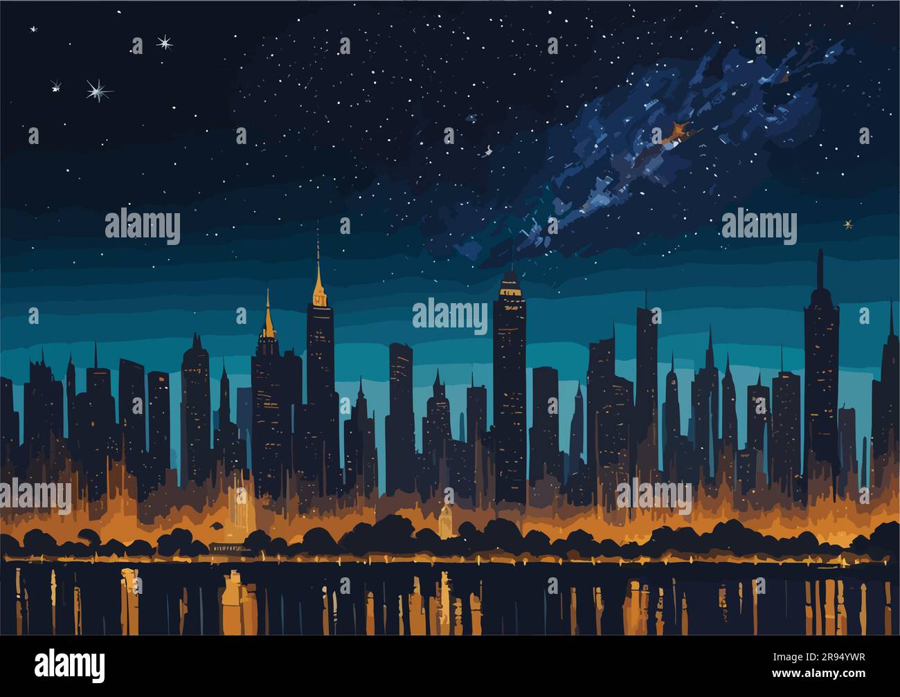 City Night Skyline Vector