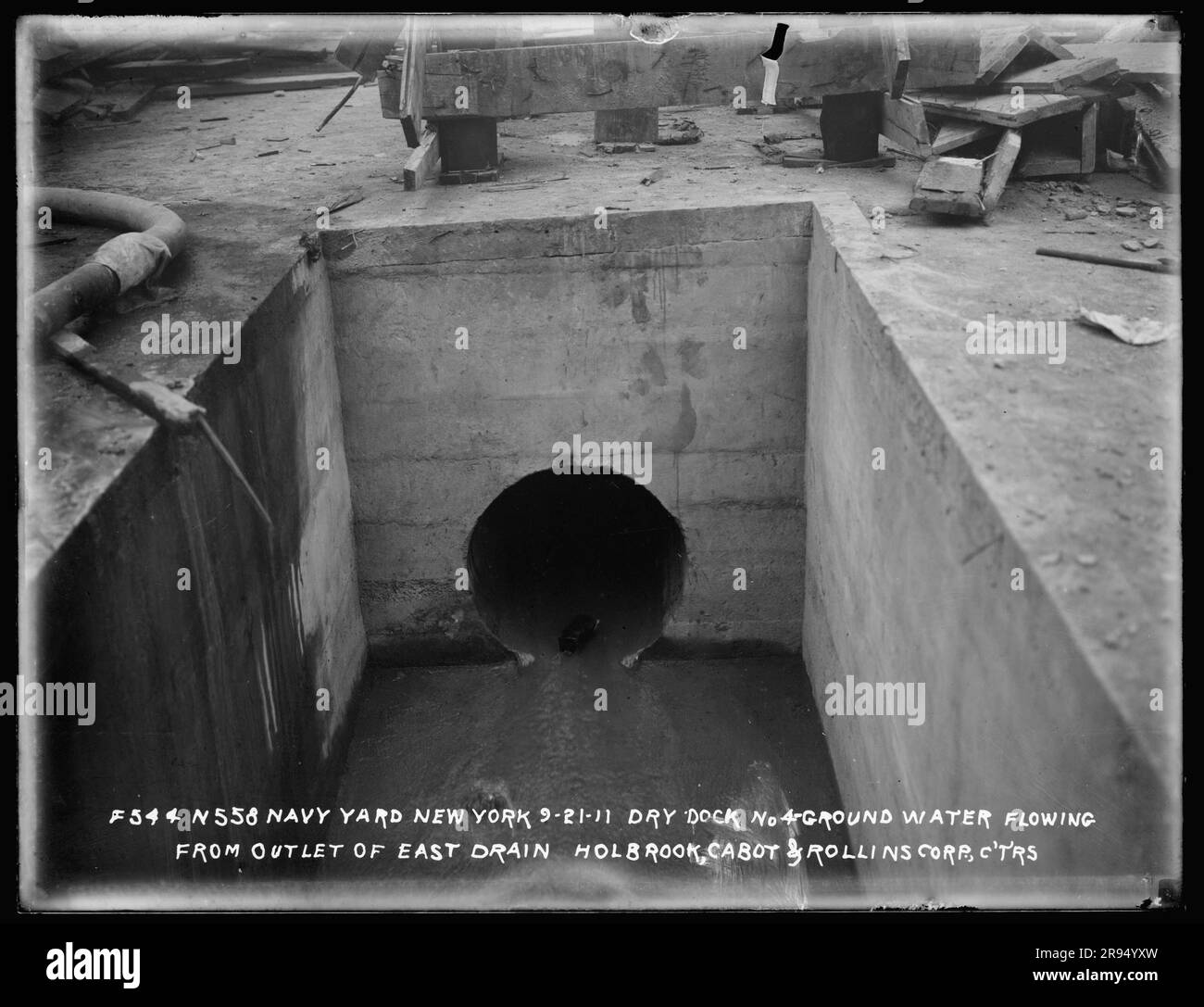 Monthly Progress Photo, Dry Dock No. 4, Ground Water Flowing from ...