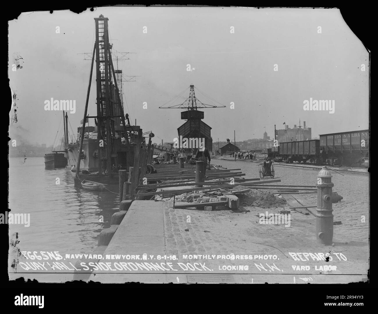 Monthly Progress Photo, Repairs to Quay Wall South Side Ordnance Dock ...