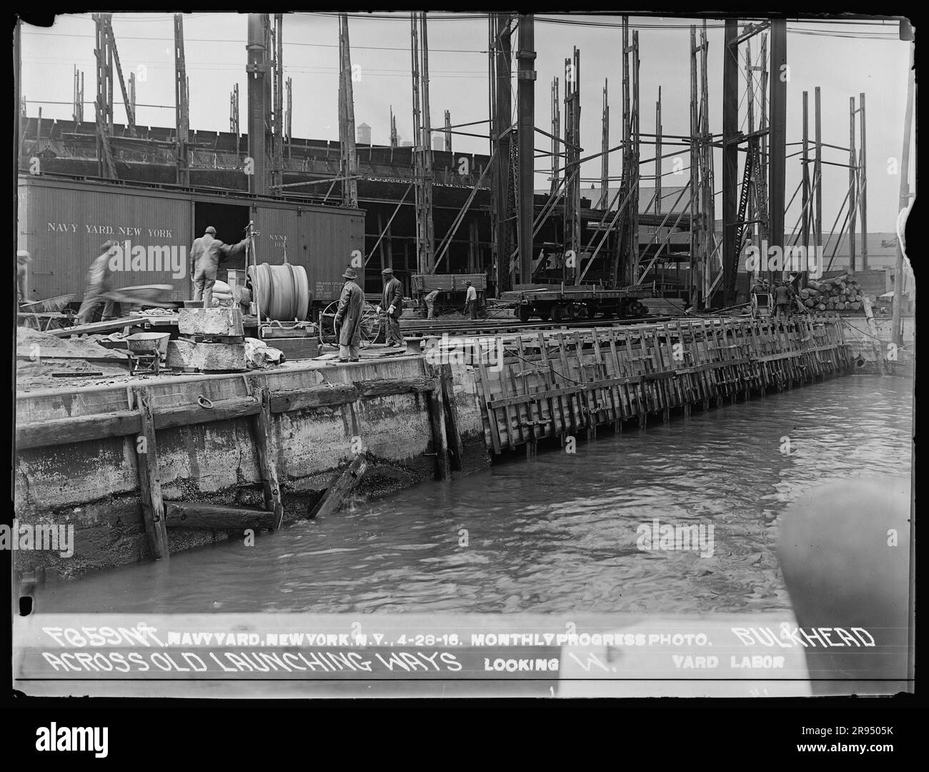 Monthly Progress Photo, Bulkhead Across Old Launching Ways, Looking ...