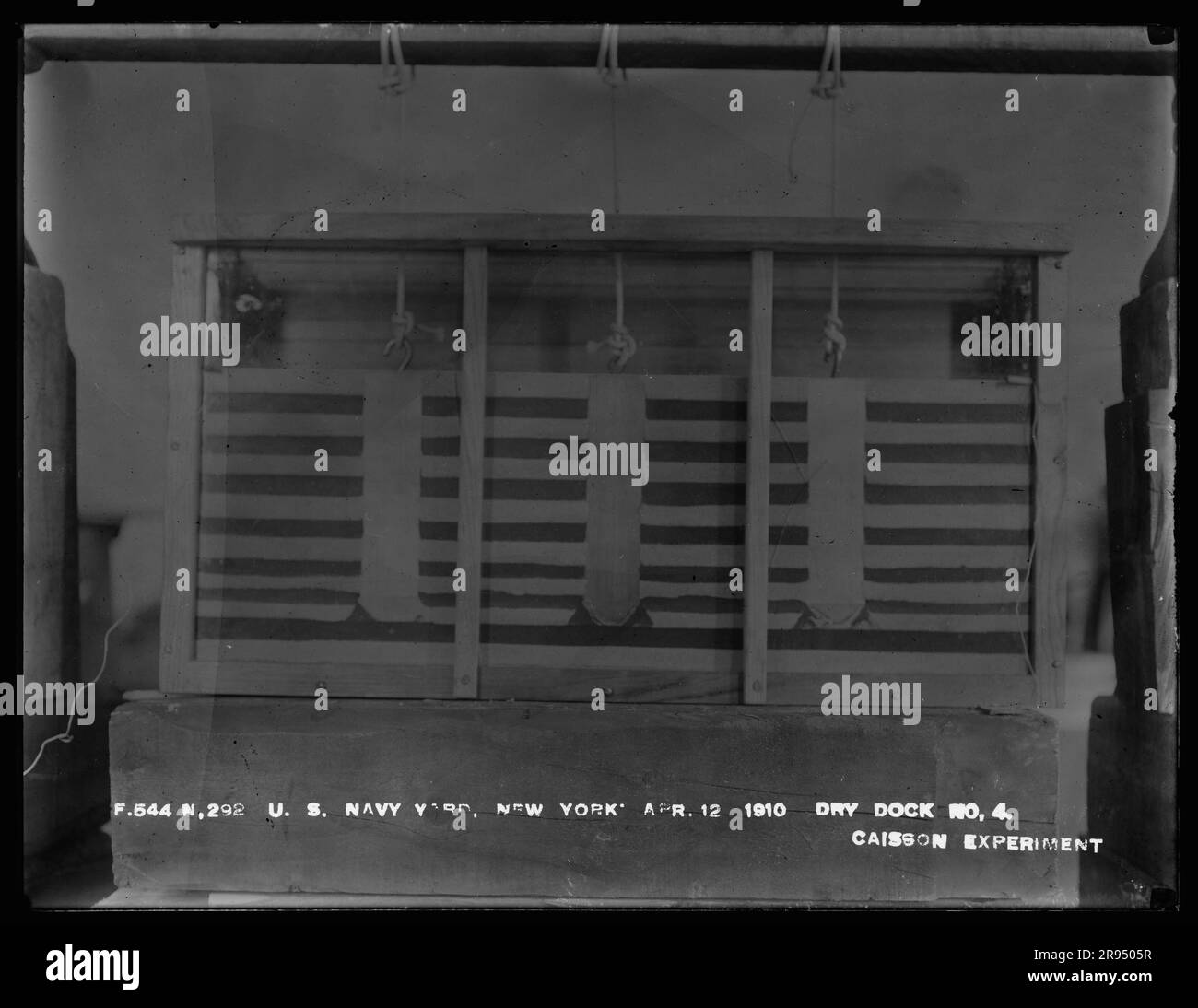 Dry Dock Number 4, Caisson Experiment. Glass Plate Negatives of the ...