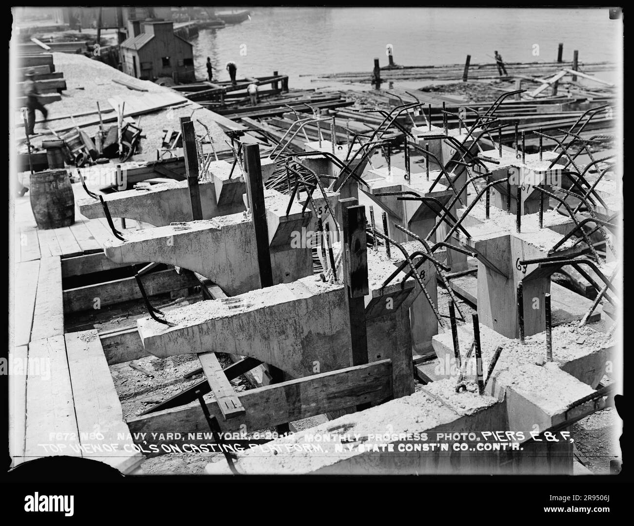 Monthly Progress Photo, Piers E and F, Top View of Columns on Casting ...