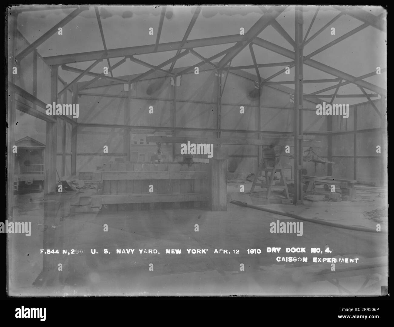 Dry Dock Number 4, Caisson Experiment. Glass Plate Negatives of the ...