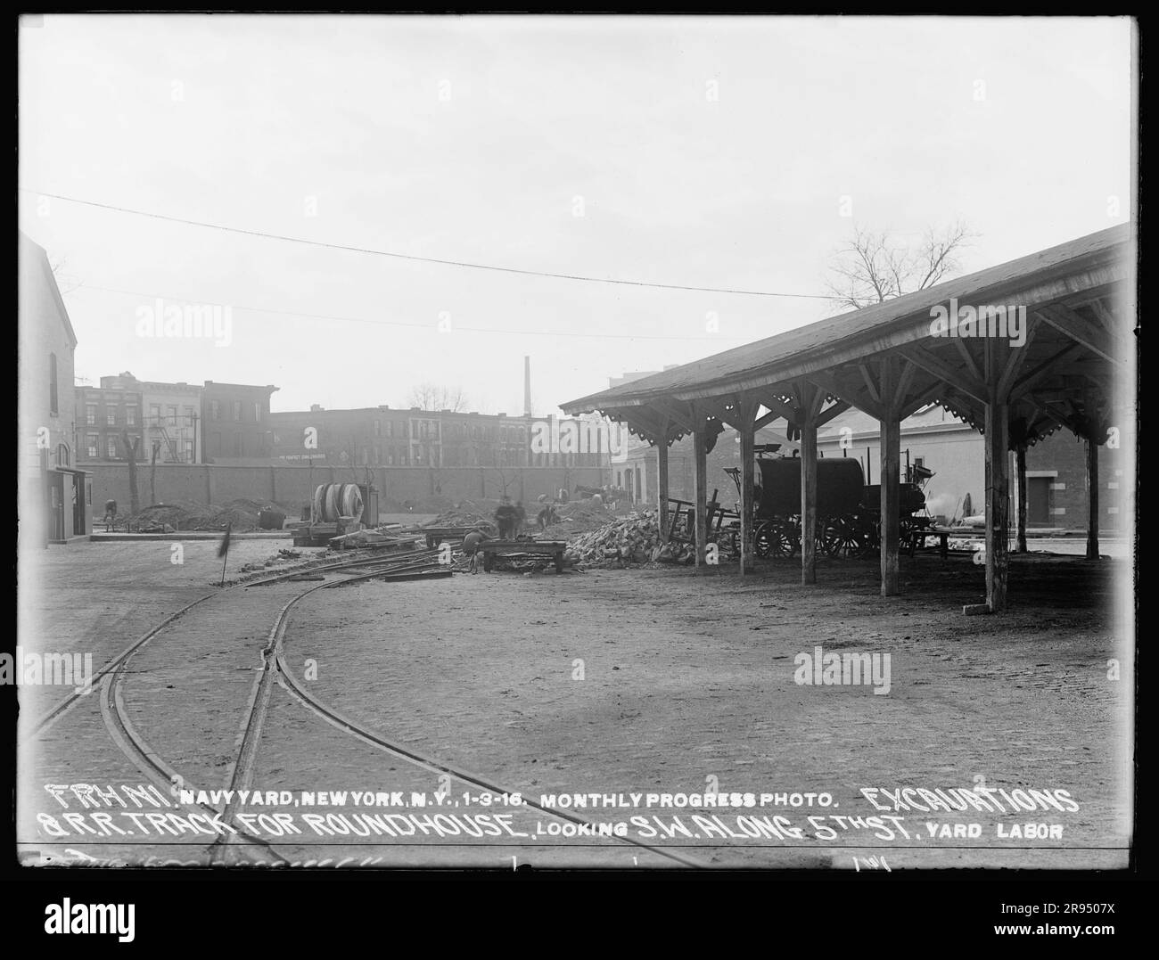 Monthly Progress Photo, Excavations and Railroad Tracks for Roundhouse ...