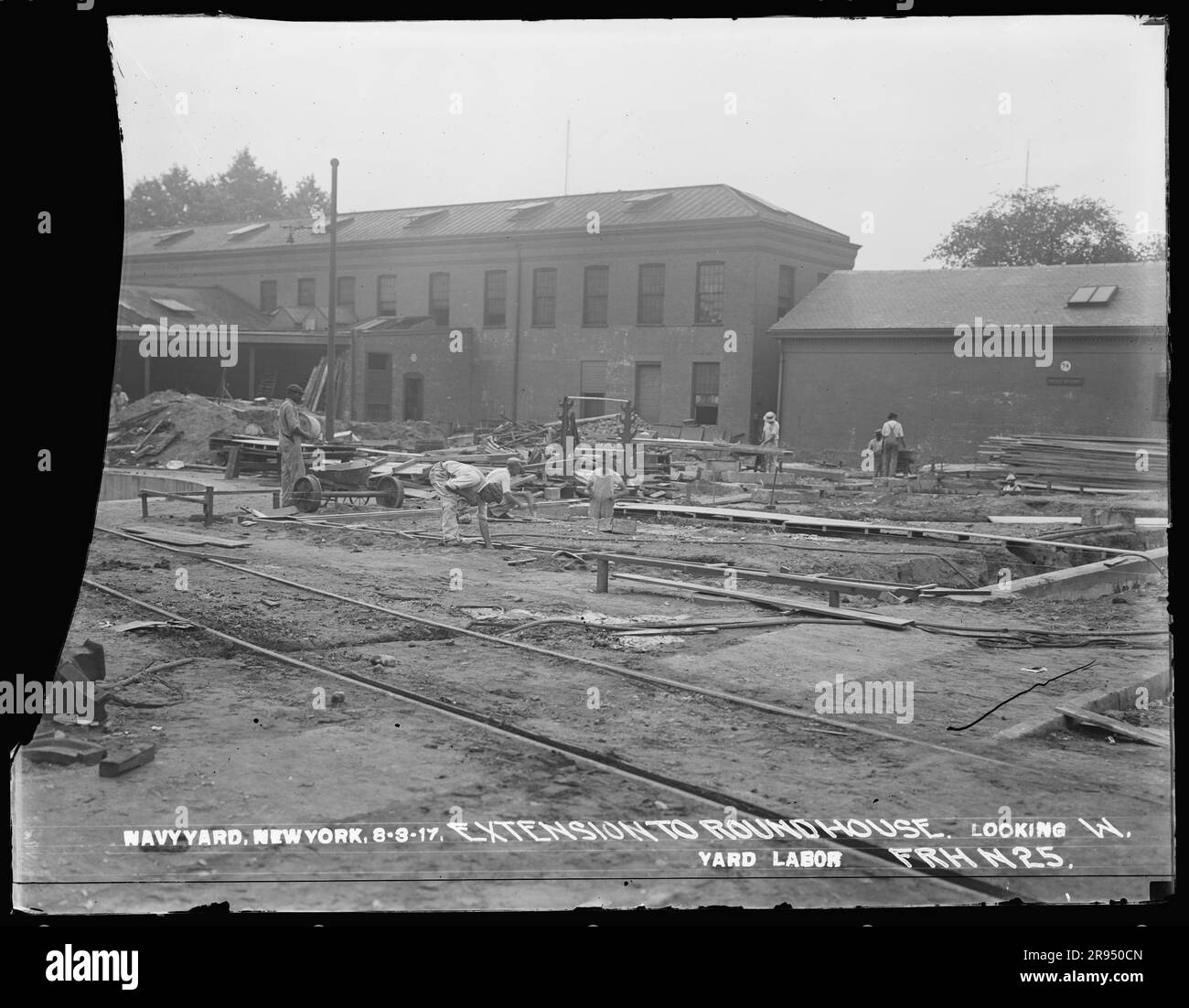 Extension to Roundhouse, Looking West, Yard Labor. Glass Plate ...