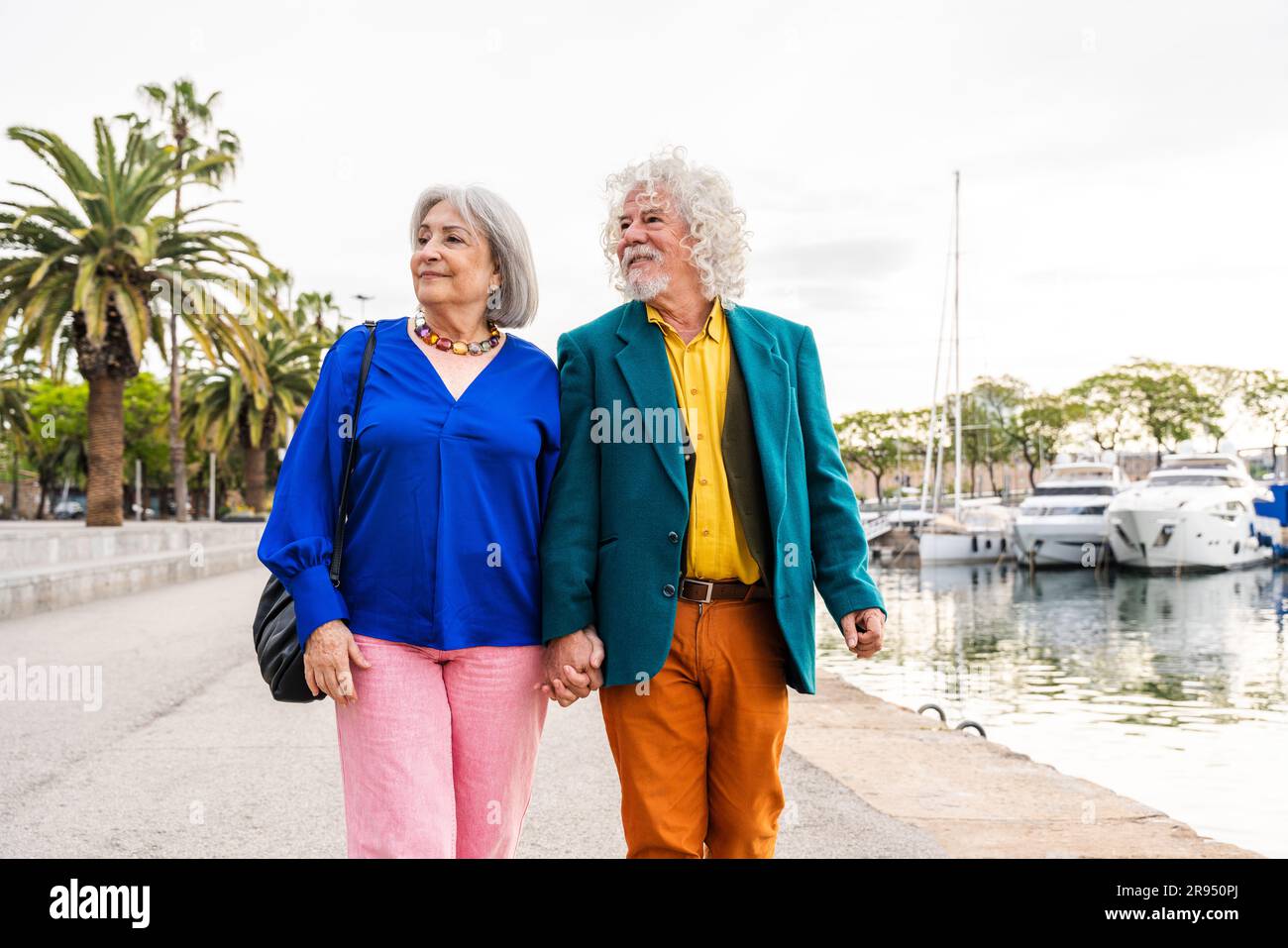 Senior couple of old people dating outdoors - Married elderly man and ...