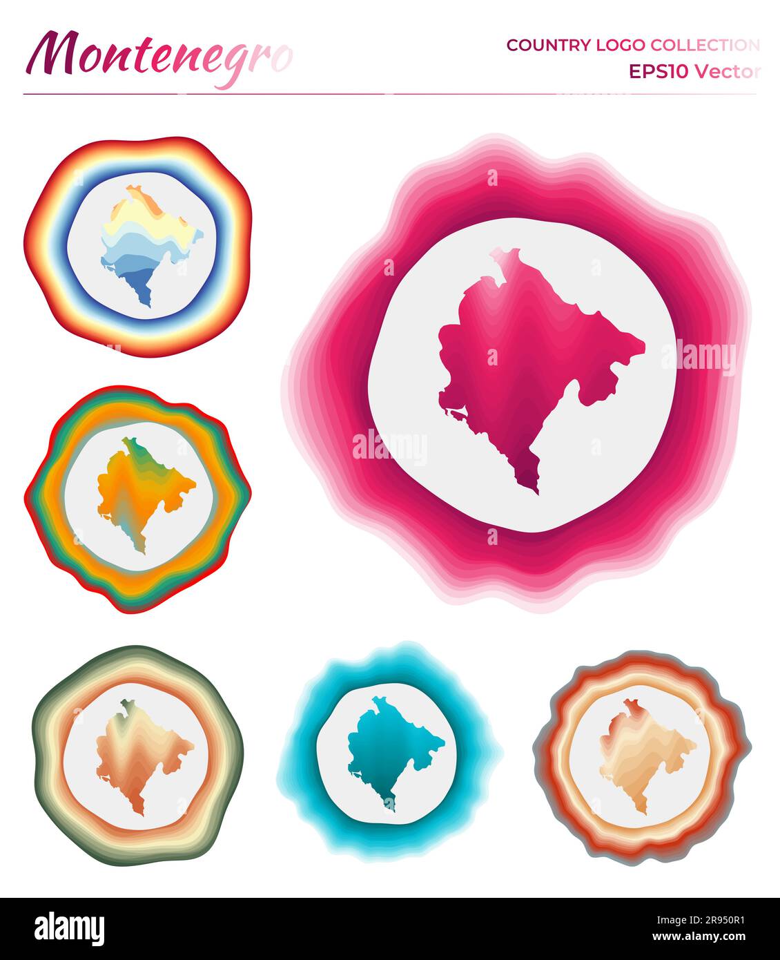 Montenegro logo collection. Colorful badge of the country. Layers ...