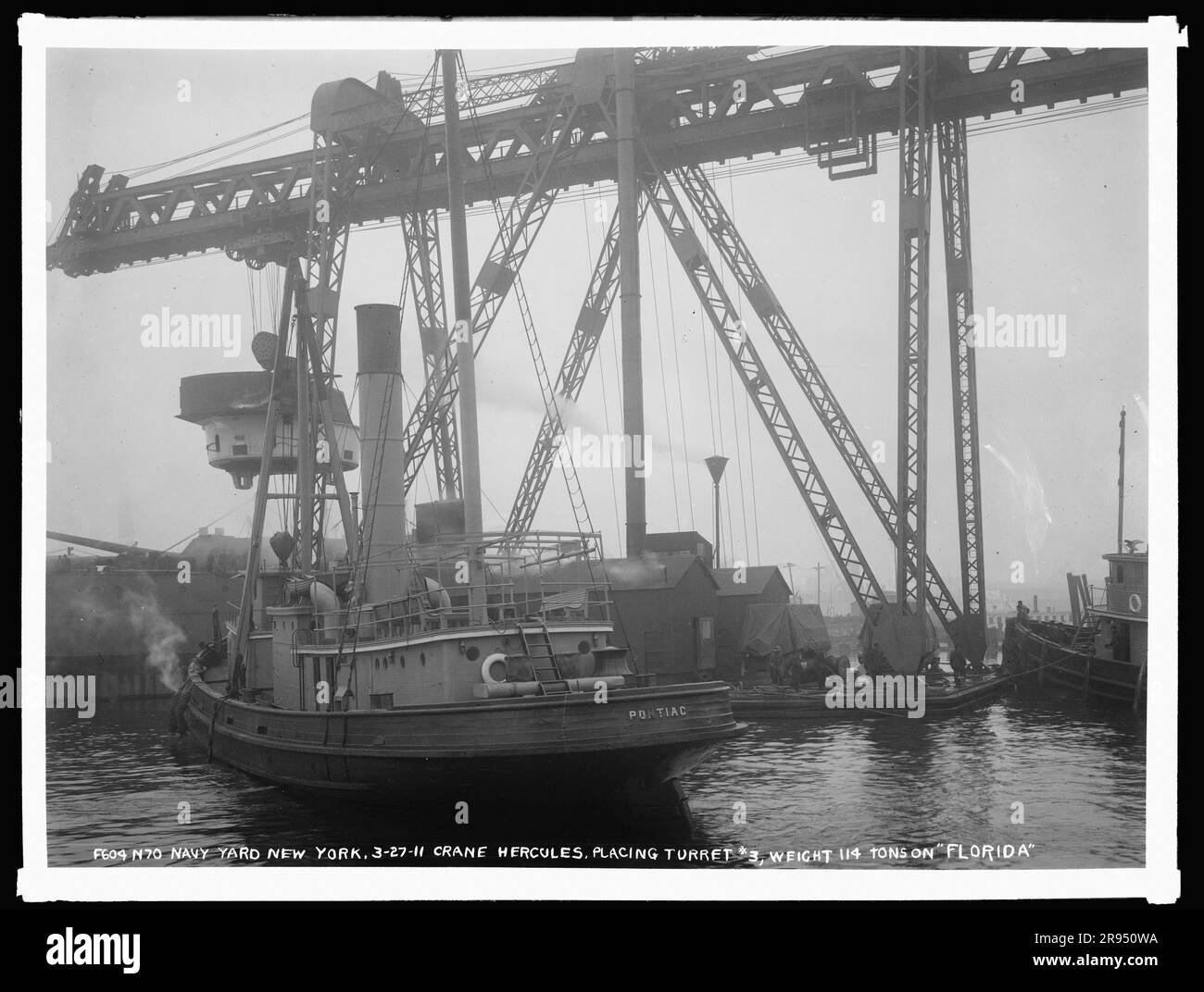 Crane Hercules, Placing Turret Number 3, Weight 114 Tons, on 'Florida ...
