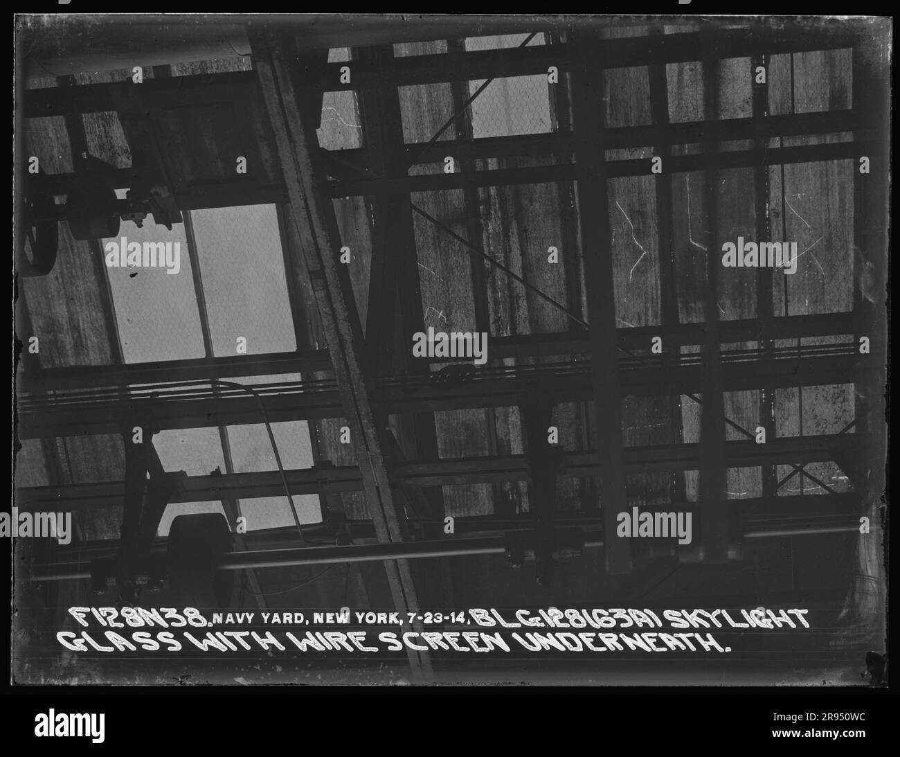 Building 128 (63A) Skylight Glass with Wire Screen Underneath. Glass ...