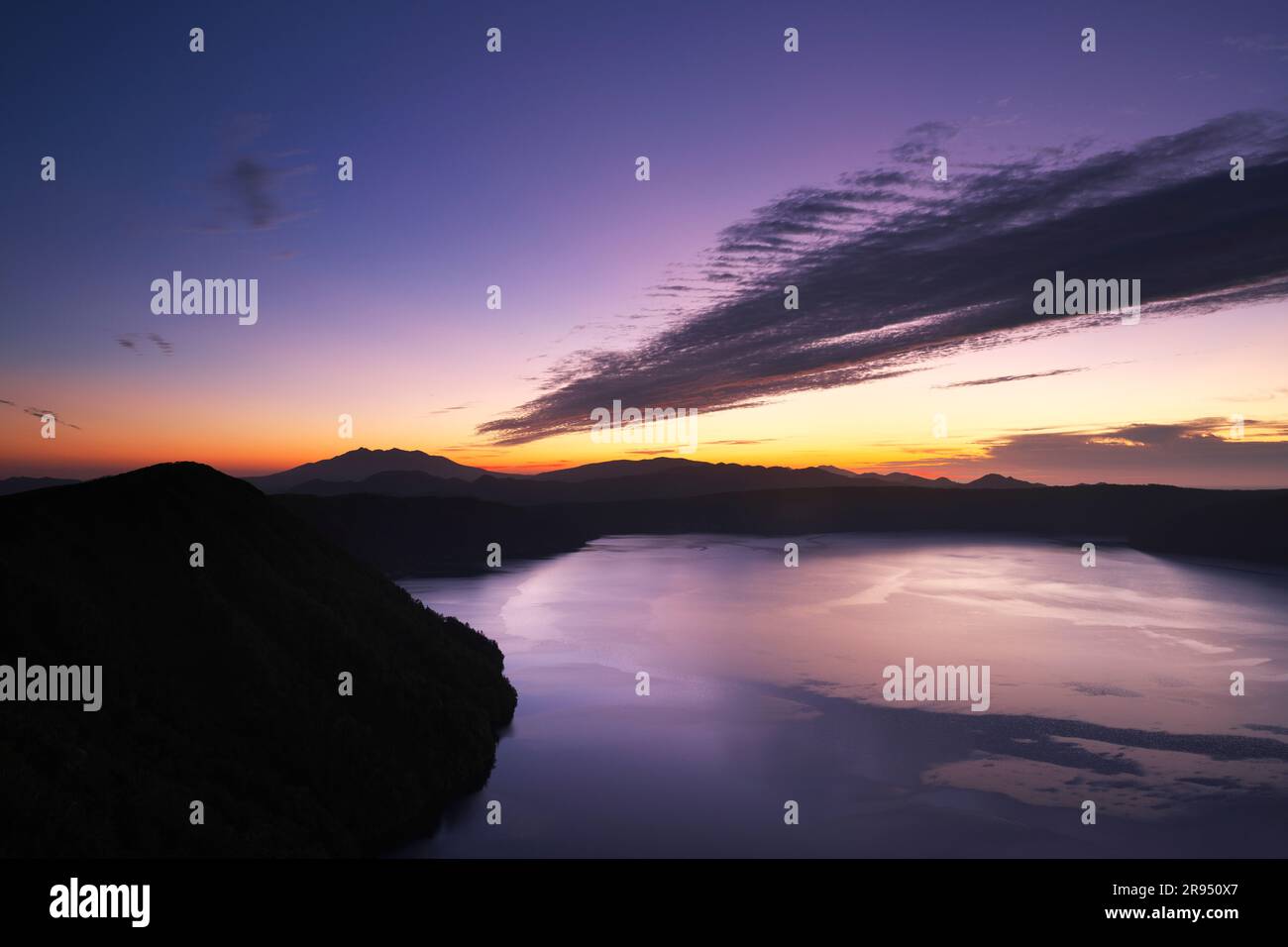 Lake Mashu Ko Morning and Mount Shari Stock Photo - Alamy