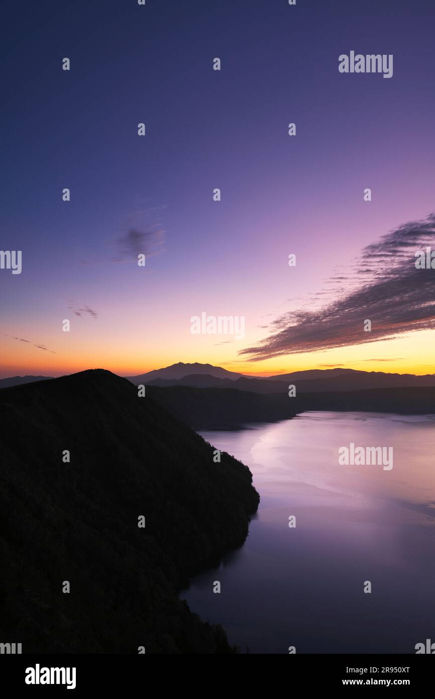 Lake Mashu Ko Morning and Mount Shari Stock Photo - Alamy