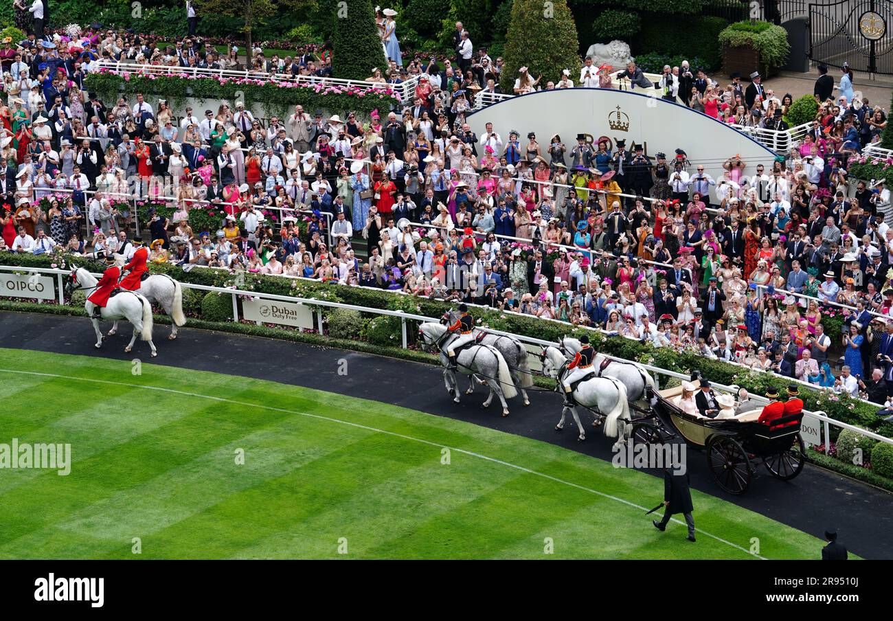 The carriage carrying King Charles III, Queen Camilla, The Earl of ...