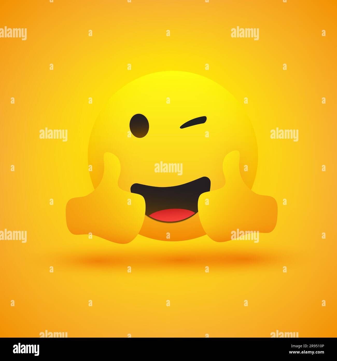 Smiling and Winking Emoji Showing Thumbs Up - Simple Shiny Happy ...
