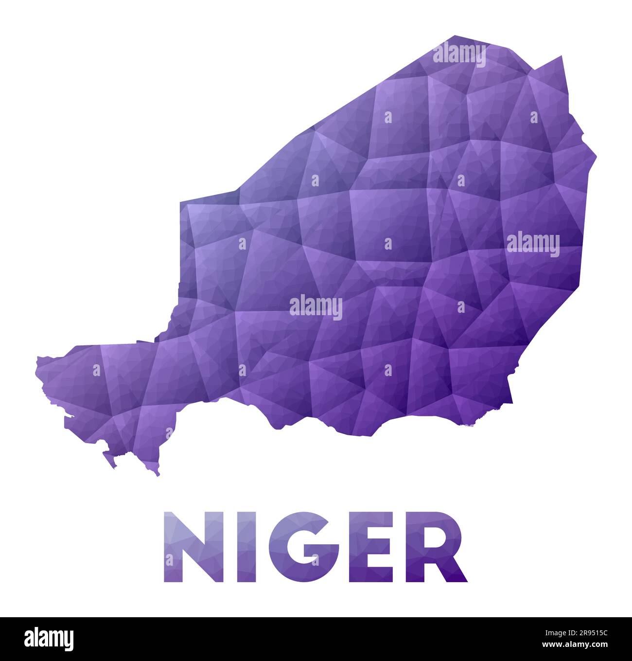 Map of Niger. Low poly illustration of the country. Purple geometric ...