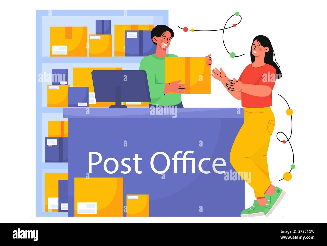 Woman post office counter Stock Vector Images - Alamy