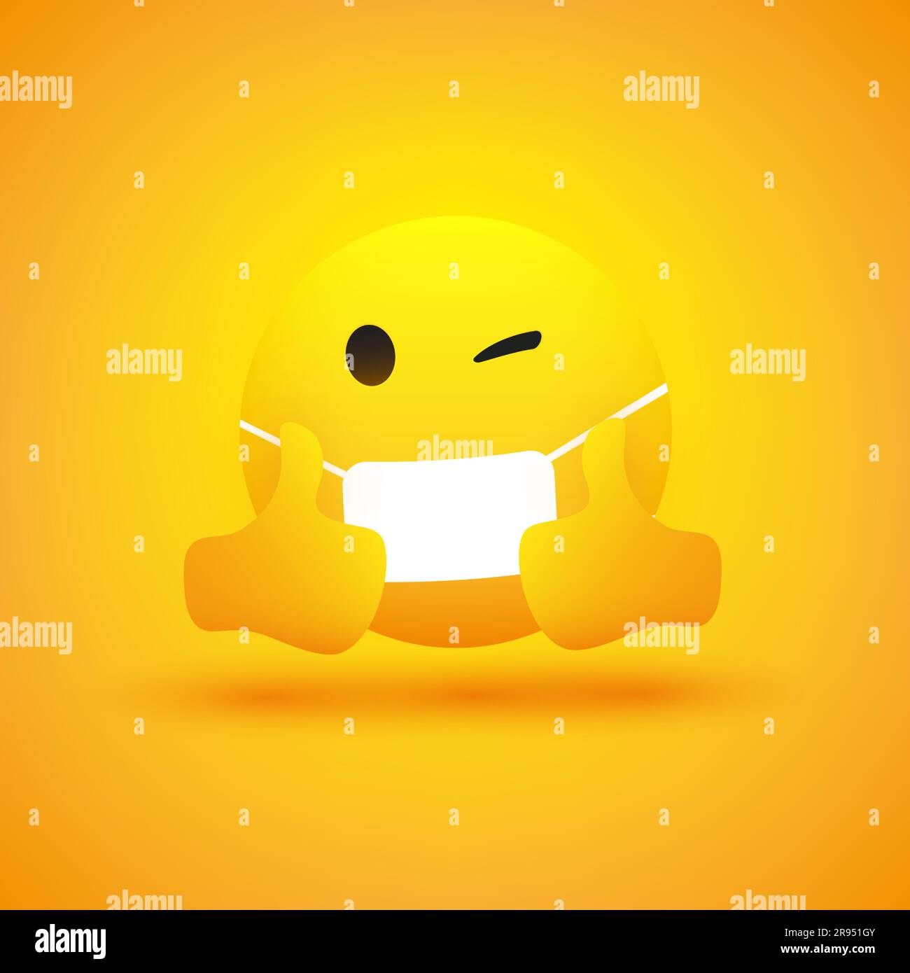 Emoji - Simple Emoticon with Winking Eye, Showing Thumbs Up and Wearing ...