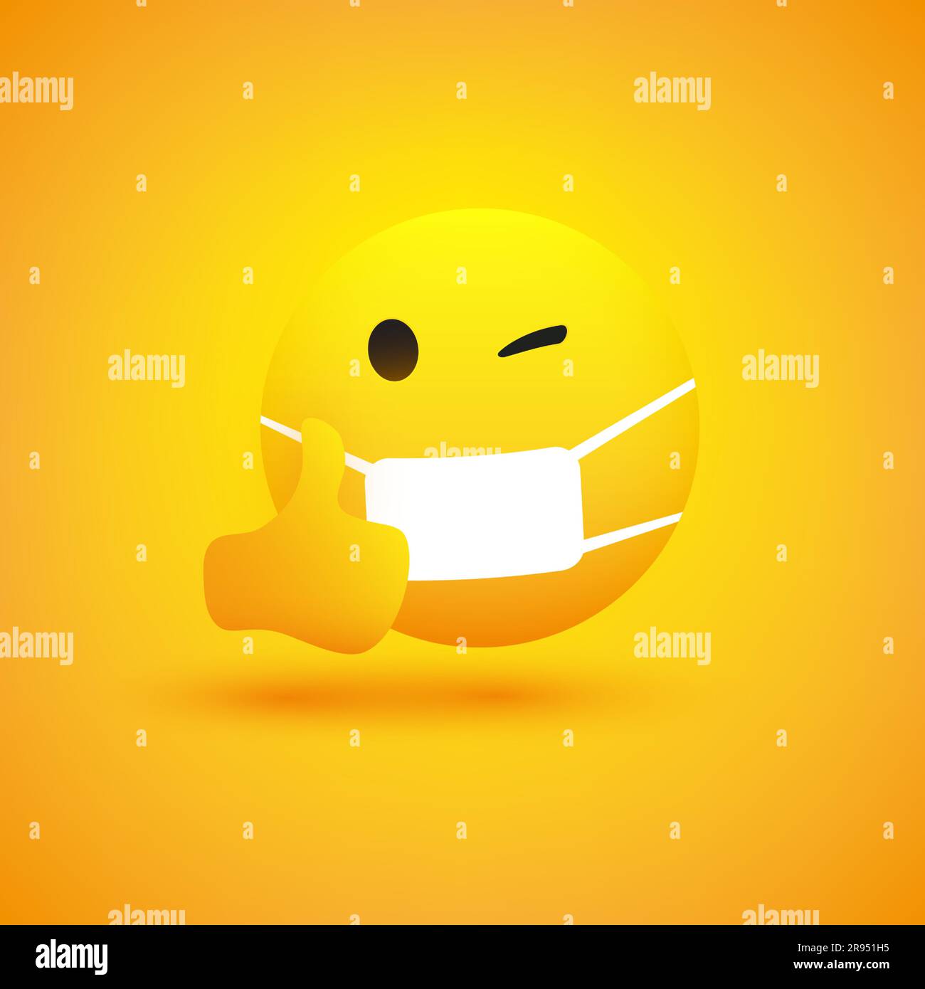 Emoji - Simple Emoticon with Winking Eye, Showing Thumbs Up and Wearing ...