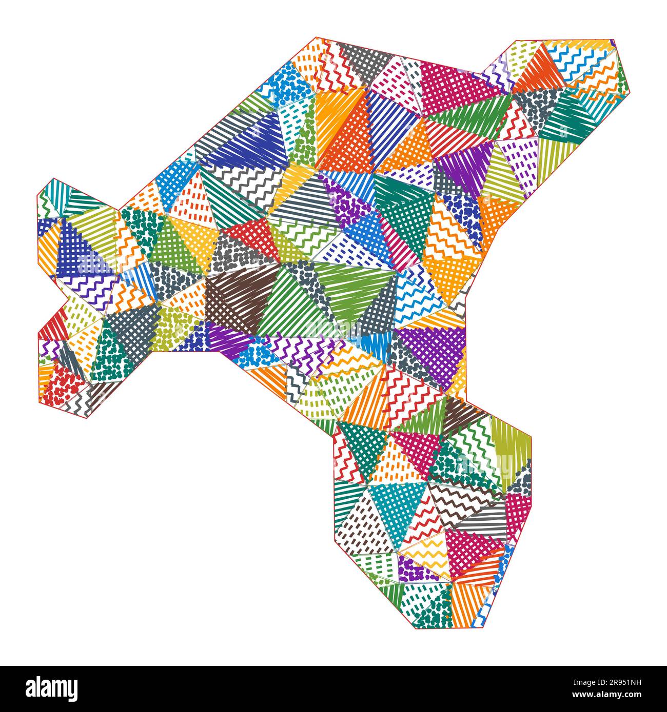 Kid style map of Salt Island. Hand drawn polygons in the shape of Salt ...