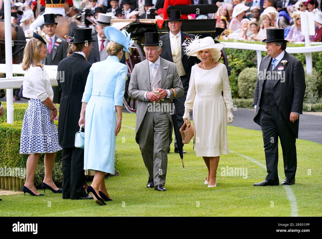 King Charles III and Queen Camilla during day five of Royal Ascot at ...
