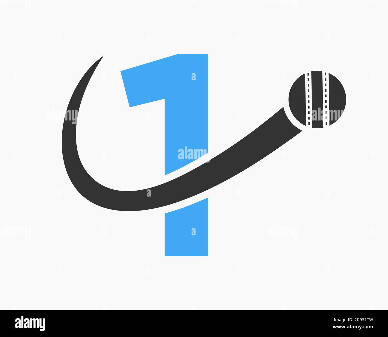 Letter 1 Cricket Logo Concept With Moving Ball Icon For Cricket Club ...