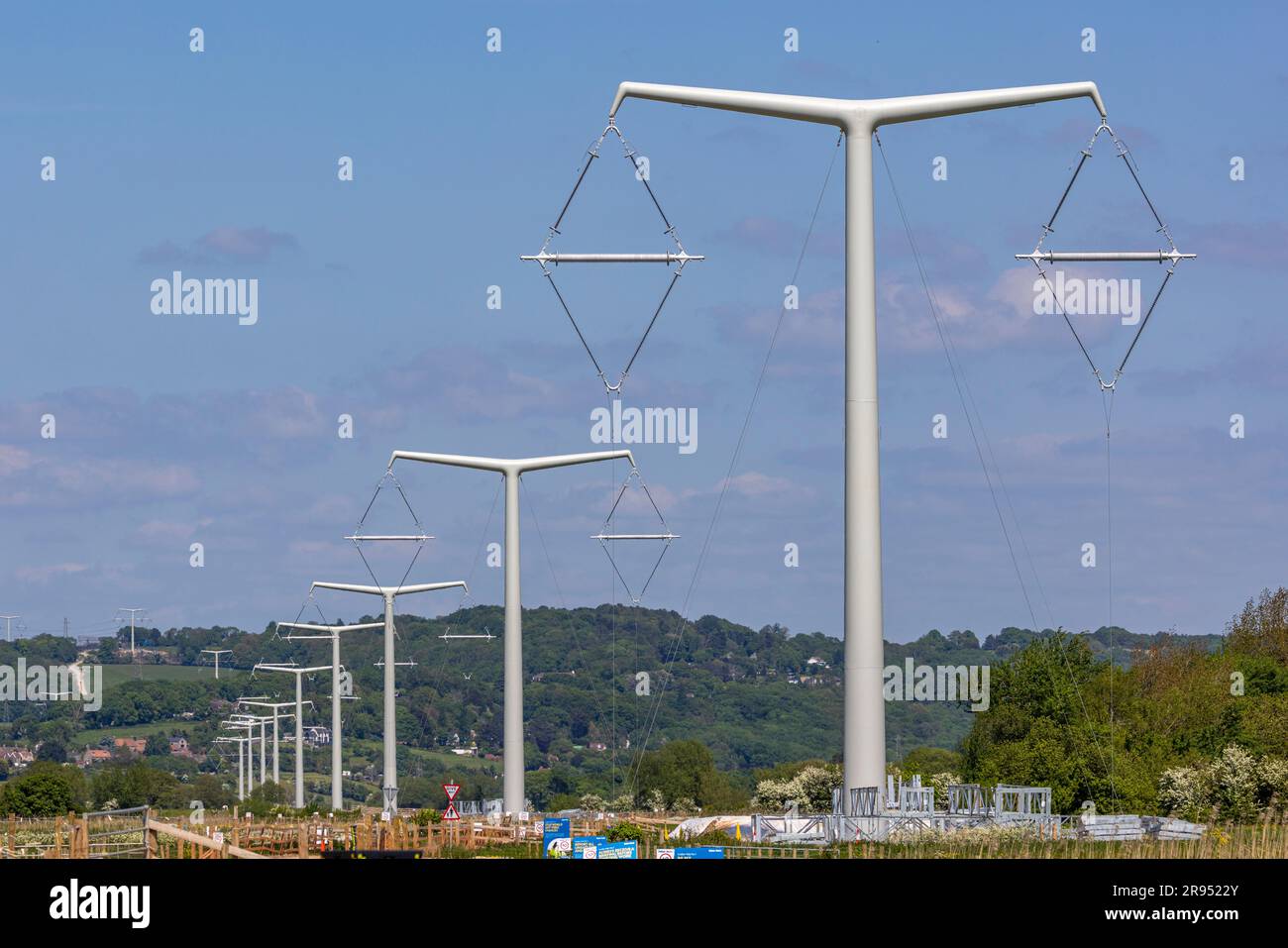 Pylons all in a row Stock Photo - Alamy