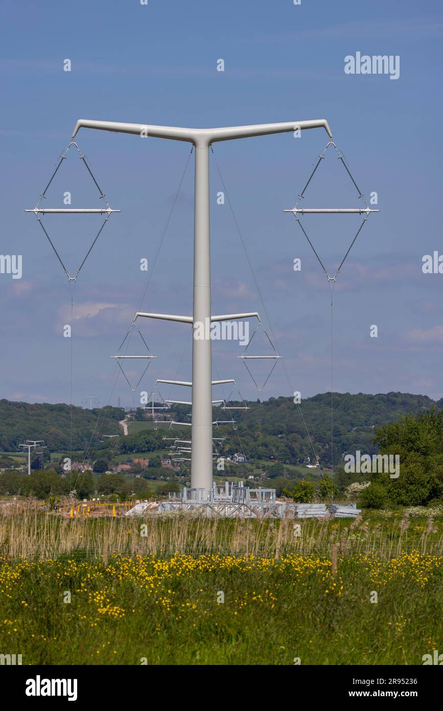 Pylons all in a row Stock Photo - Alamy