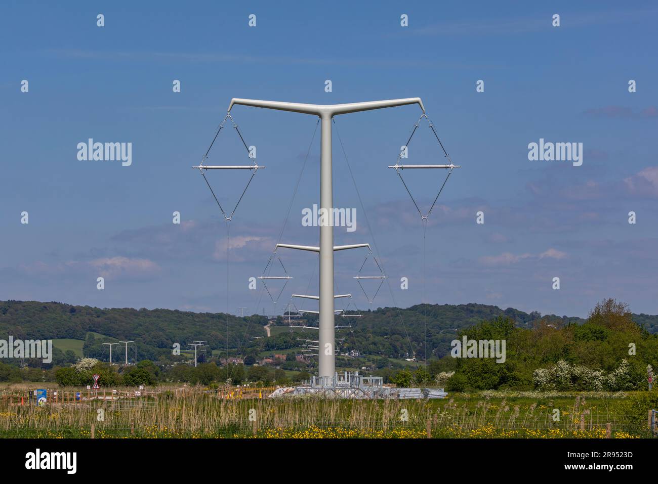 Pylons all in a row Stock Photo - Alamy