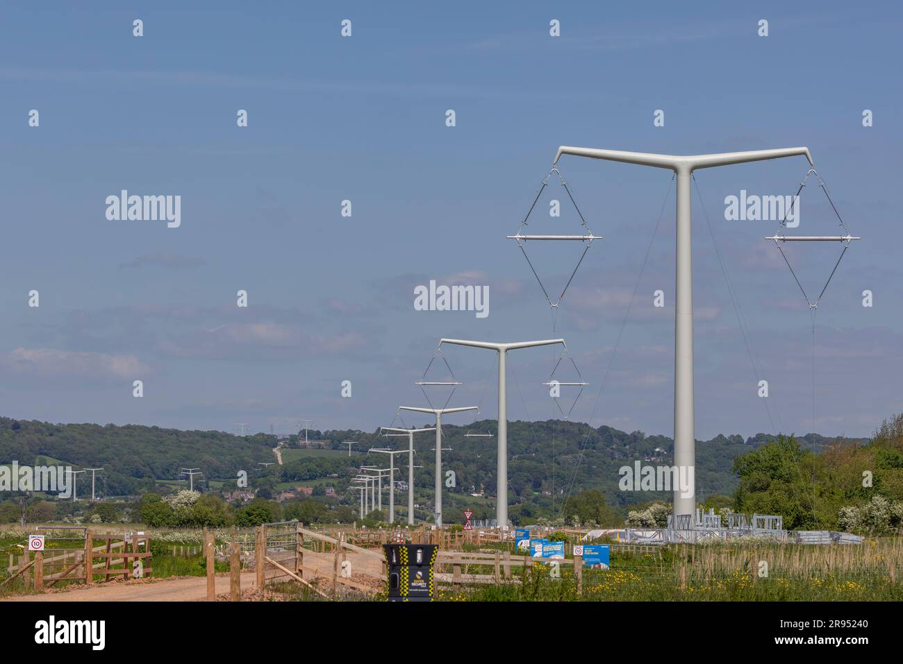 Pylons all in a row Stock Photo - Alamy