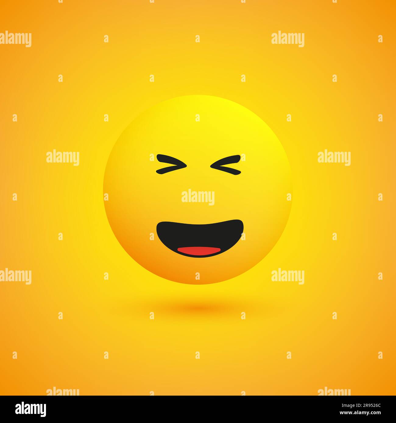 Laughing Simple Shiny Happy Emoticon on Yellow Background, View from ...