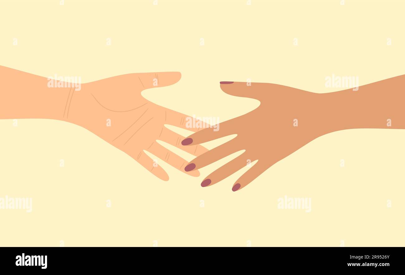 Two female hands reaching for a handshake. Flat vector illustration ...