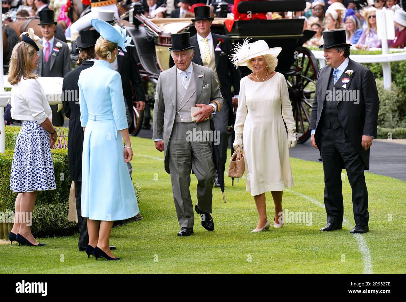 King Charles III and Queen Camilla during day five of Royal Ascot at ...