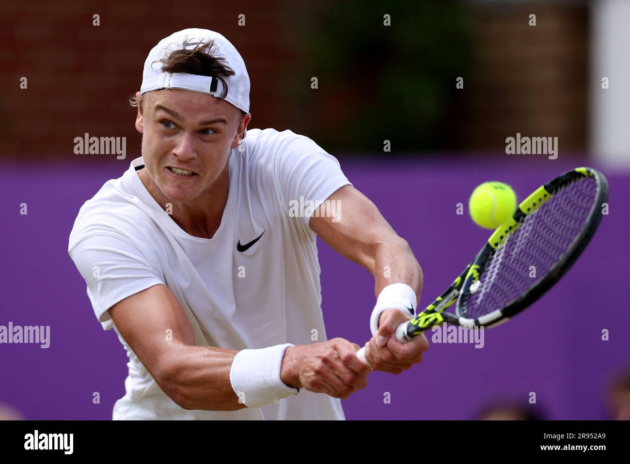 Denmark's Holger Rune in action during the Men's Semi Final against ...