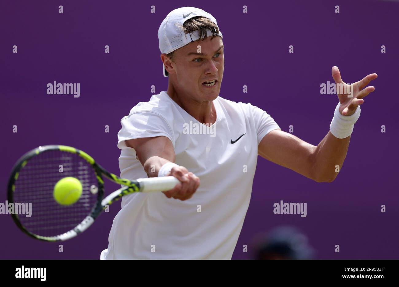 Denmark's Holger Rune in action during the Men's Semi Final against ...