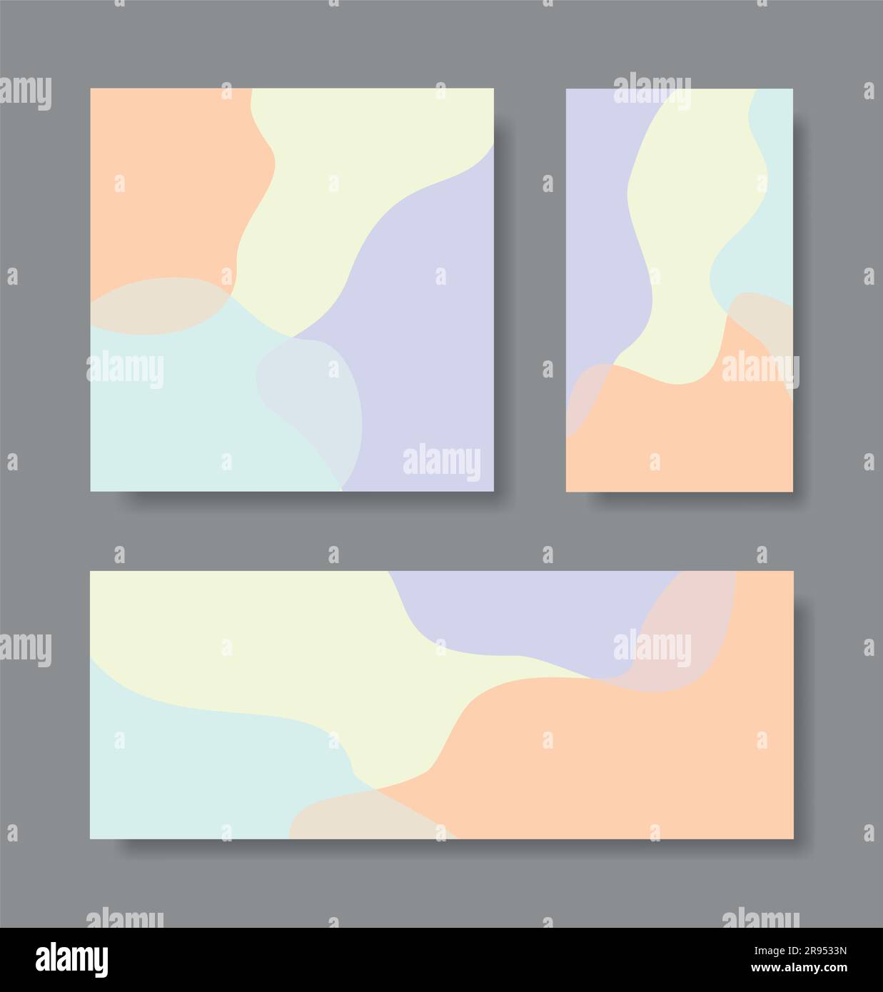 Vector set of templates with abstract wavy pastel colored elements for ...