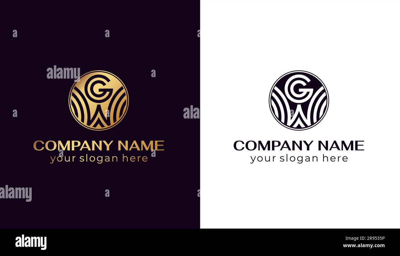GW, WG logo. Luxury badge and monogram. Vector elegant logo. Letter WG ...