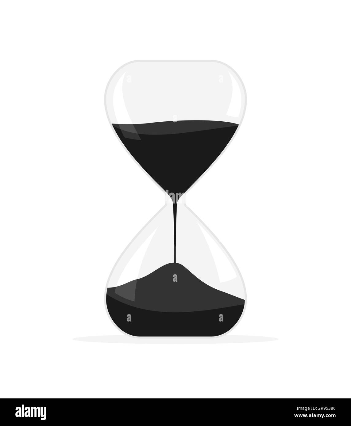 Hourglass With Black Sand Isolated On White Background Flat Vector Illustration Stock Vector
