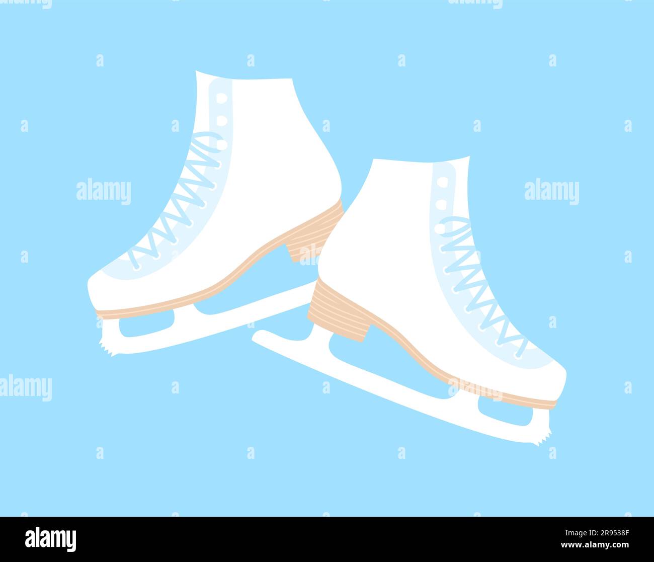 White ice figure skates on a blue background. Flat vector illustration ...