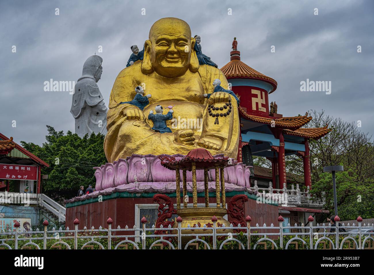 Keelung, Taiwan -- March 14, 2023. A stright on photo of the Big Buddha ...