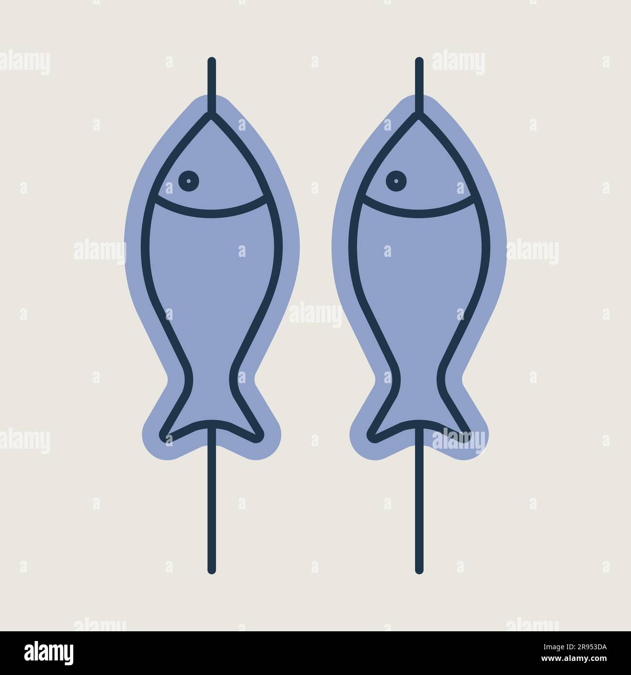 Fish roast on the barbecue grill vector icon. Graph symbol for cooking ...