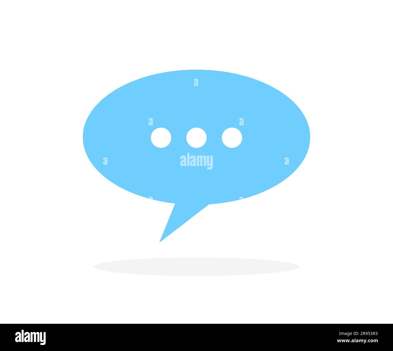 Blue ellipse social media notification icon isolated on white ...