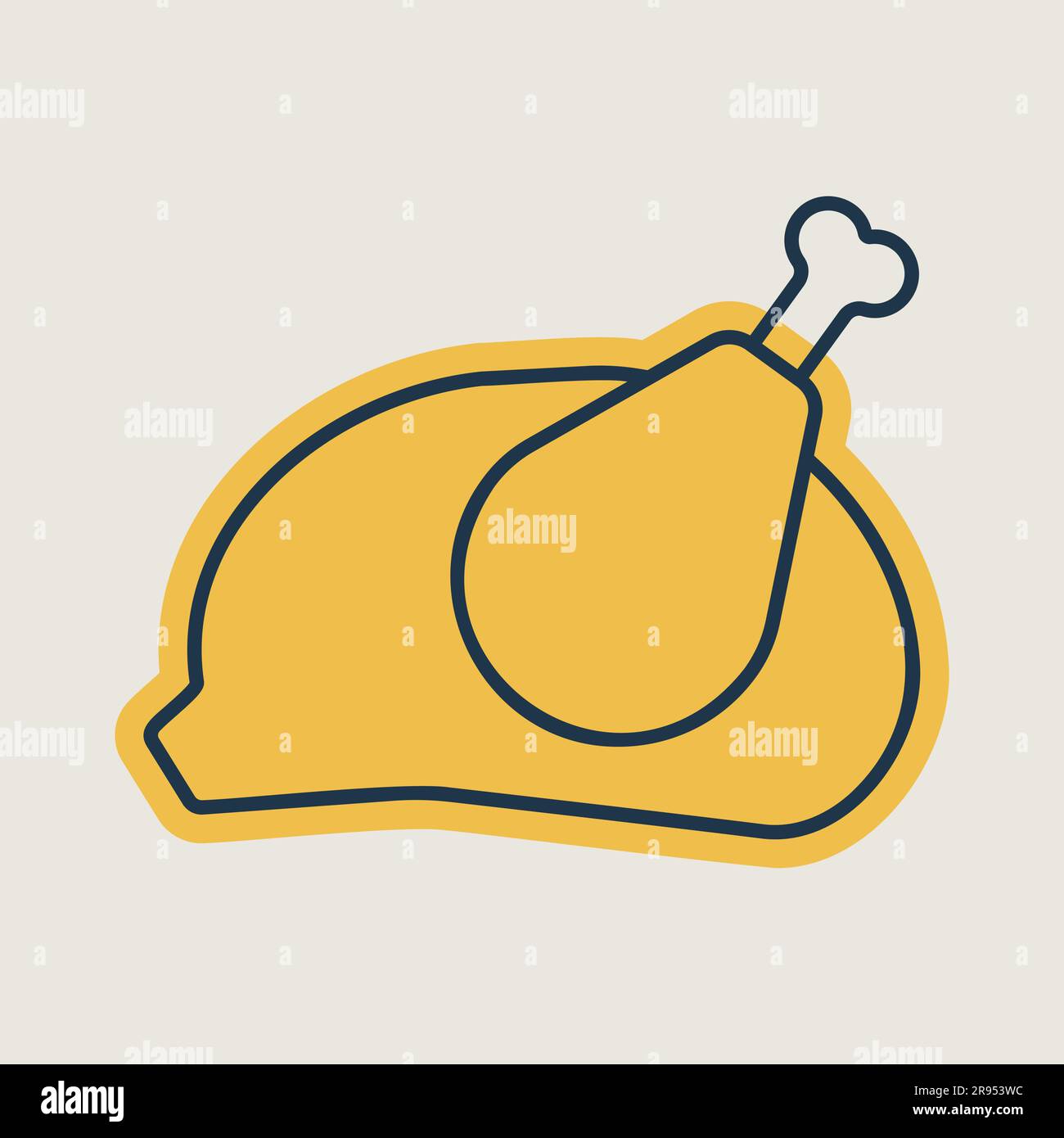Whole roast chicken vector icon food meat. Barbecue and bbq grill sign ...