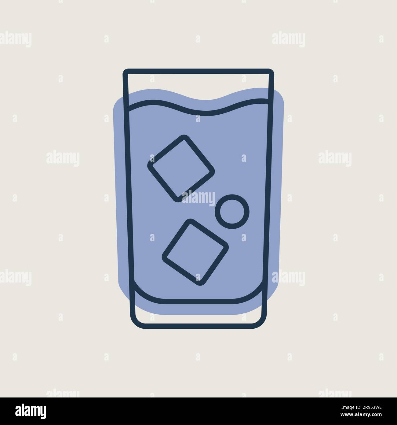 Glass of water with ice vector isolated icon. Graph symbol for cooking ...