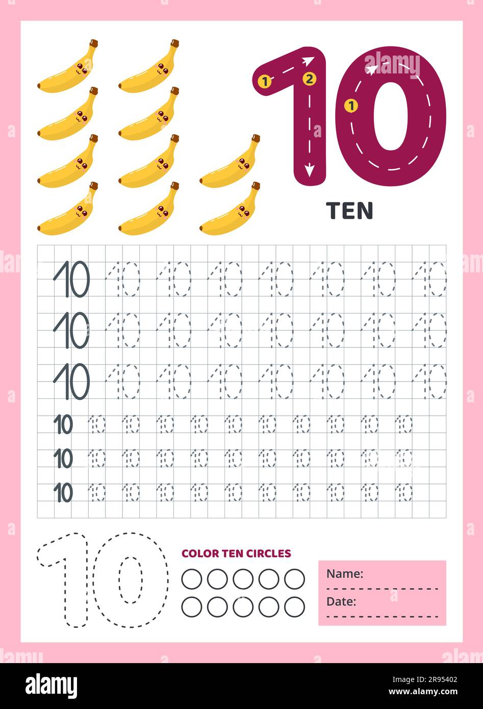 Numbers tracing worksheet for kids. Graphic task Stock Vector Image ...