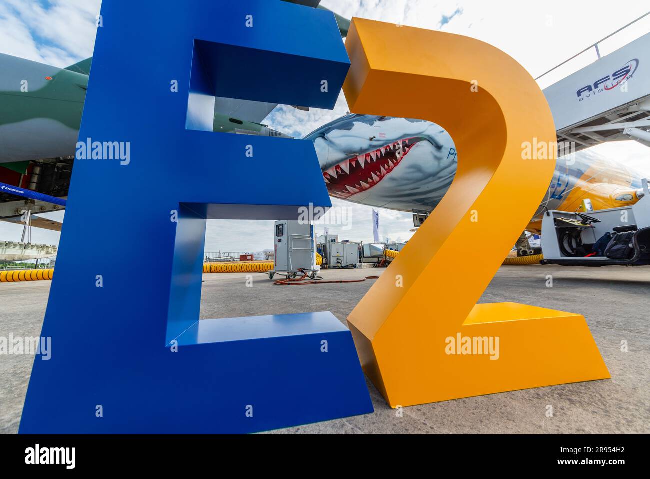 Embraer E190-E2 jet plane, with Profit Hunter shark scheme nose at the ...