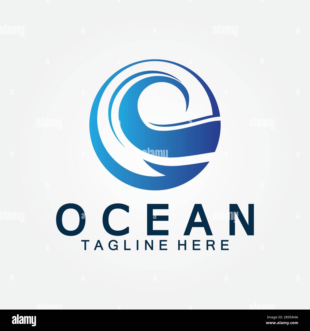 wavy blue ocean water letter O ocean wave logo design vector Stock ...