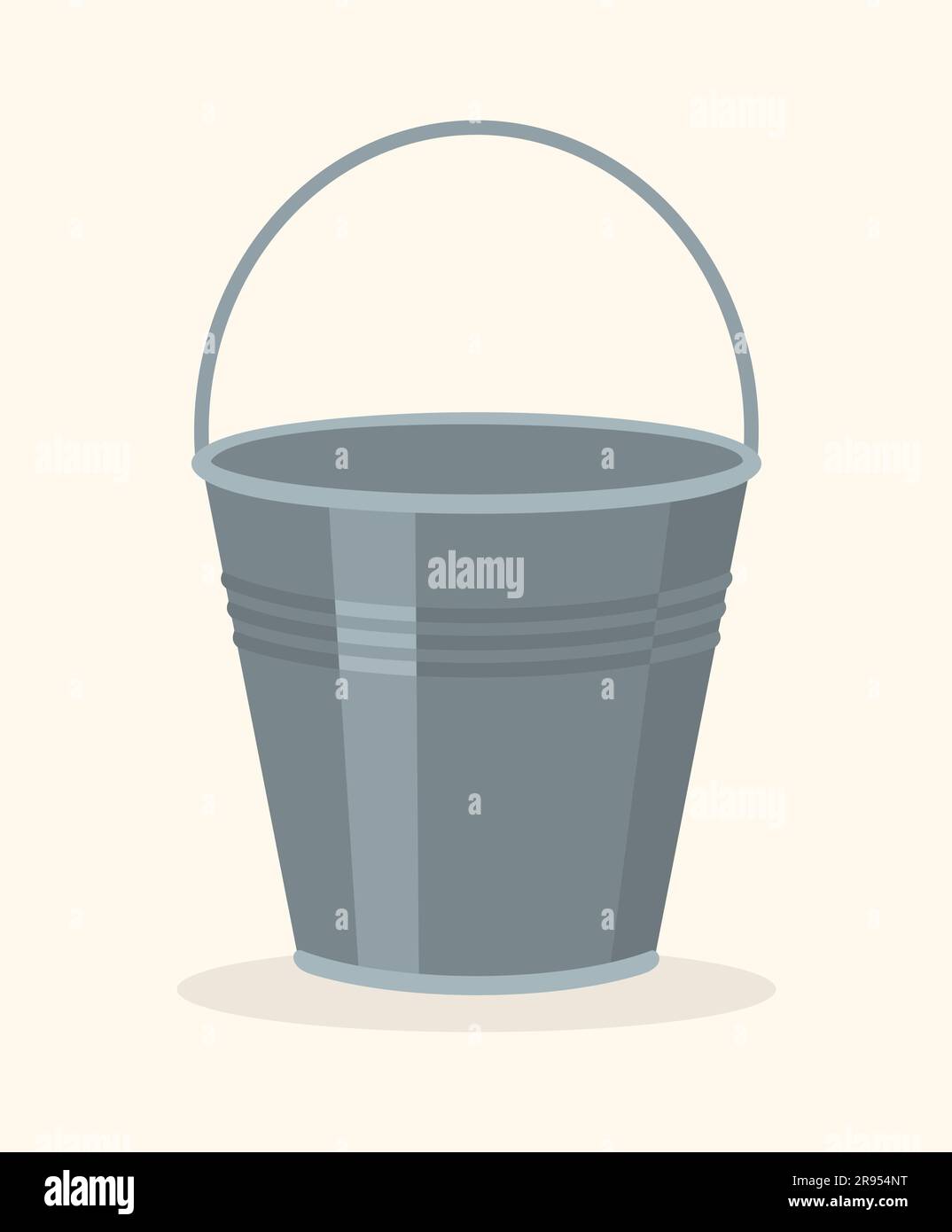 Metal bucket on a beige background. Flat vector illustration Stock ...