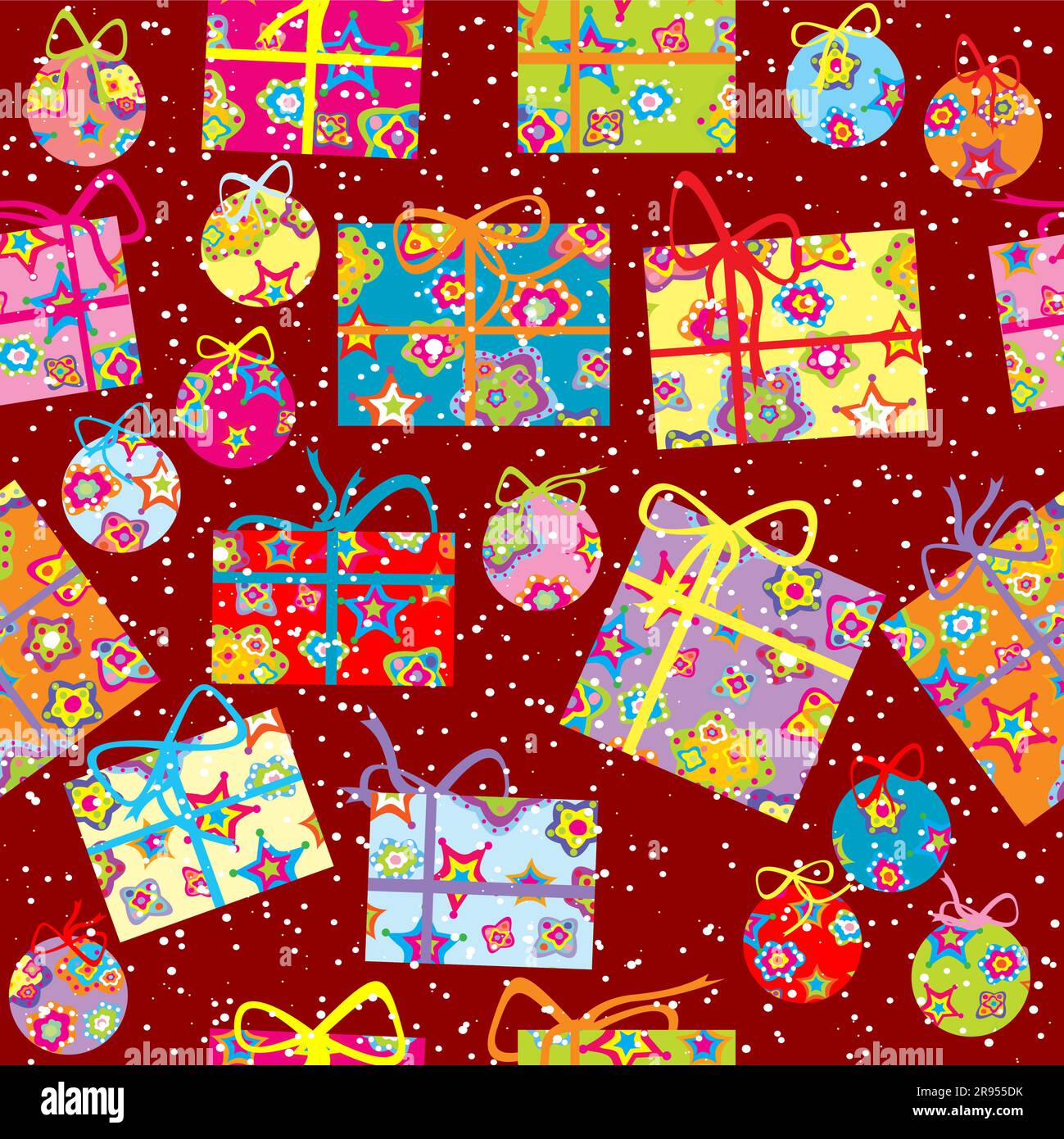 Christmas wrapping paper with gift packages and globes Stock Vector ...