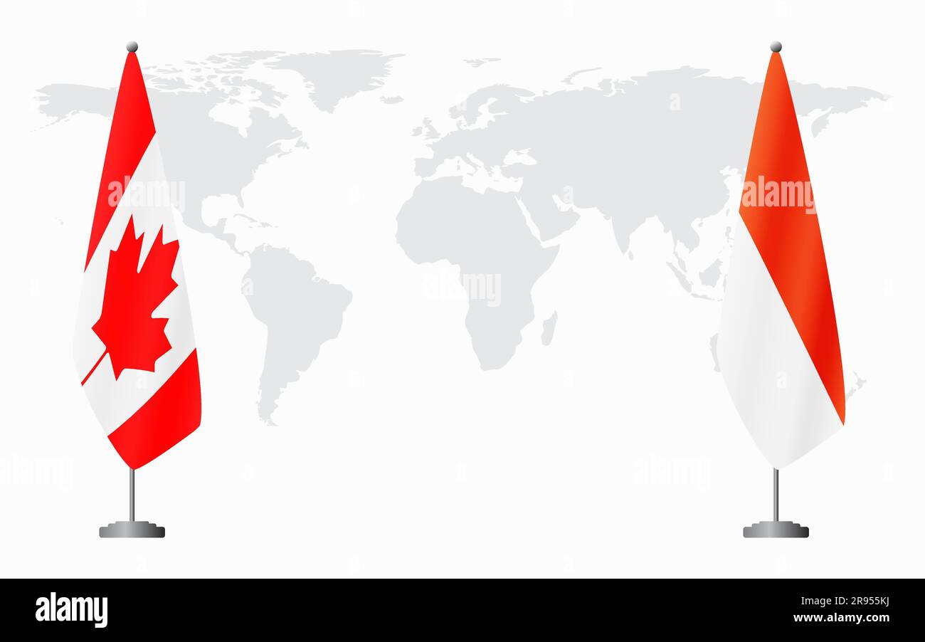Canada and Indonesia flags for official meeting against background of ...